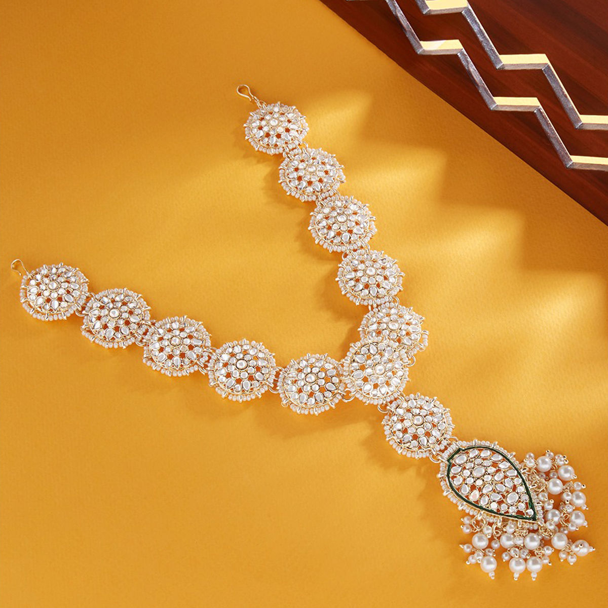 Buy Zaveri Pearls Gold Tone Kundan And Pearls Bridal Matha Patti Style