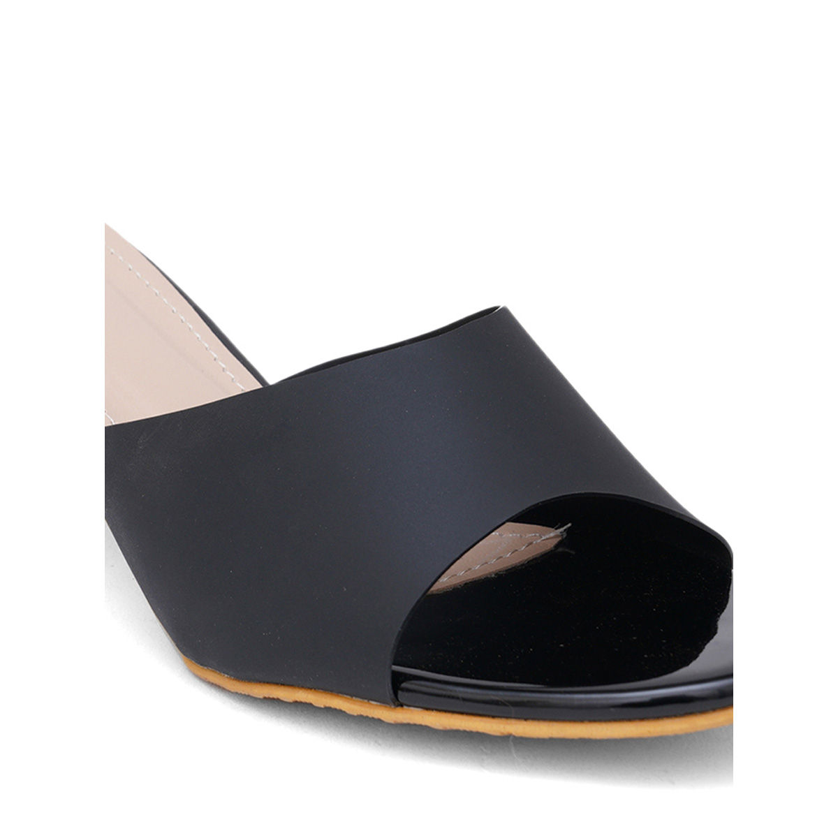 SHUZ TOUCH Solid Globular Heel Slipper Black: Buy SHUZ TOUCH Solid ...