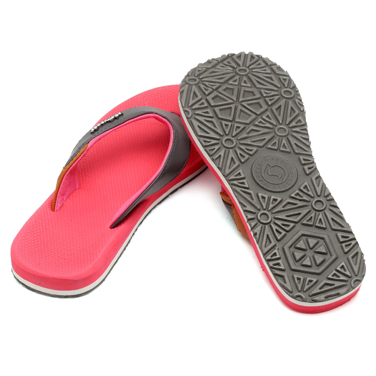 Buy SOLETHREADS Grip Women Pink Solid Flip Flop Online