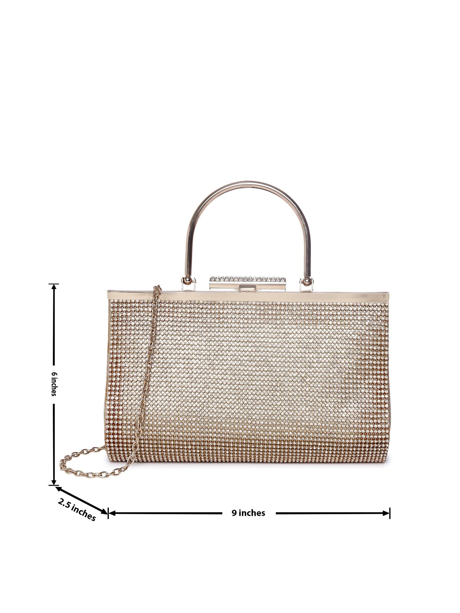 Buy Haute Sauce Pu Gold-toned Embellished Purse Clutch Online
