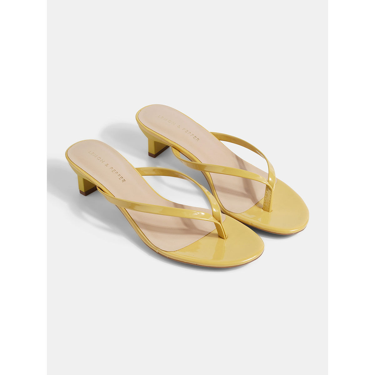 Buy Lemon & Pepper Yellow Kitten Heels Sandal Online
