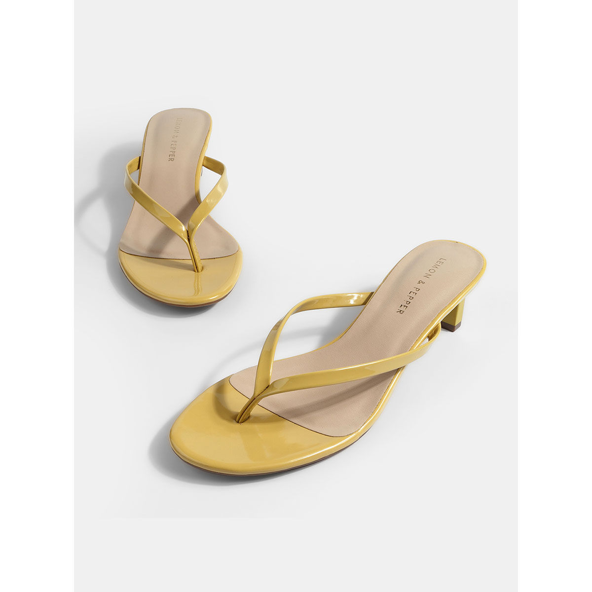 Buy Lemon & Pepper Yellow Kitten Heels Sandal Online