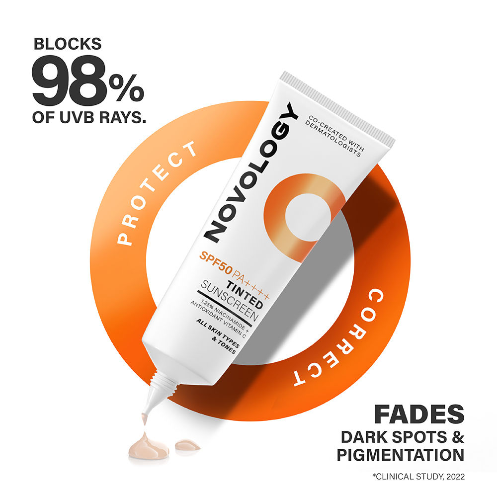 Buy Novology SPF 50 PA++++ Tinted Sunscreen For Pigmentation, For All ...