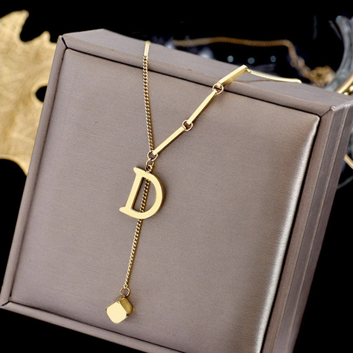 Buy Yellow Chimes Gold-Plated Letter D Pendant with Chain Online