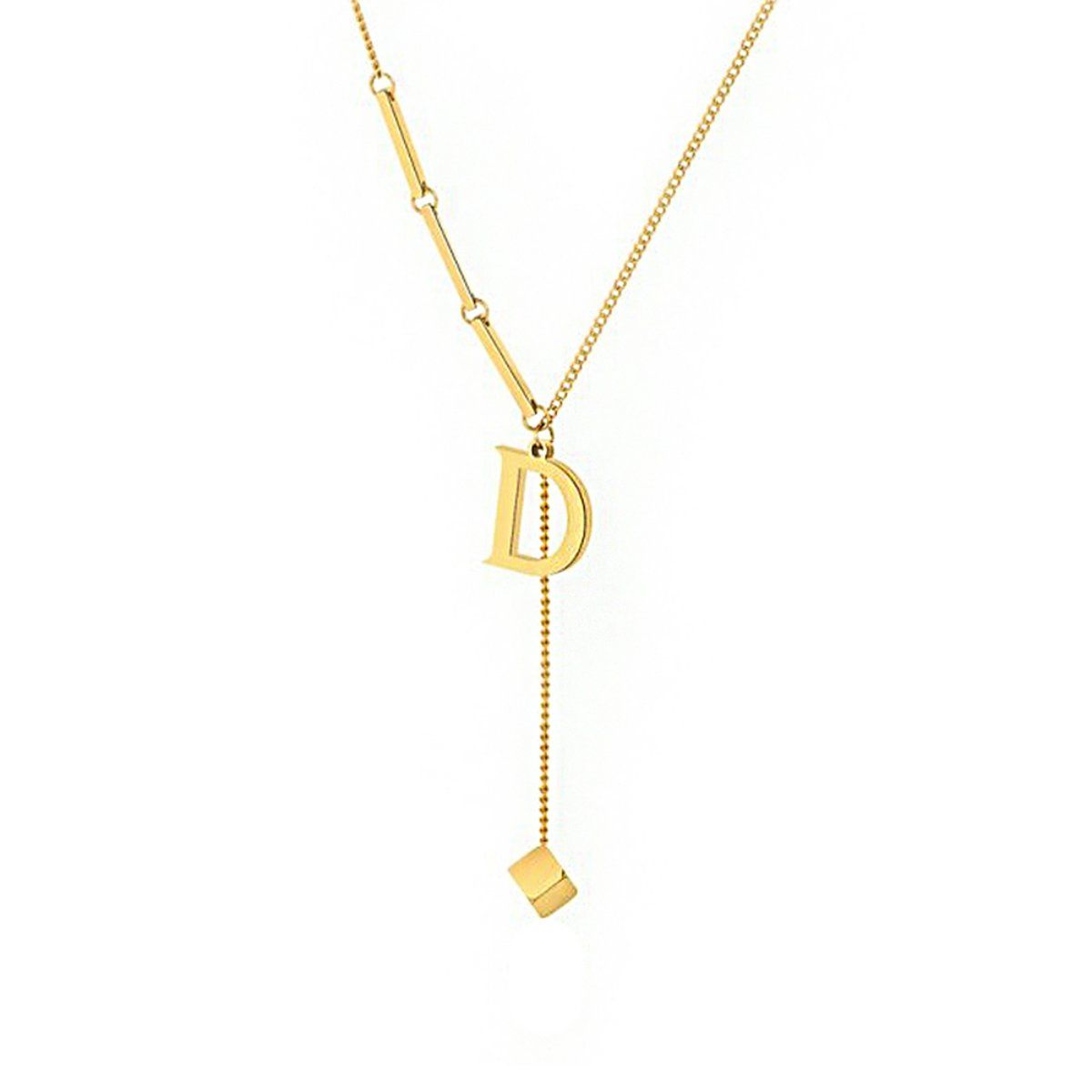 Buy Yellow Chimes Gold-Plated Letter D Pendant with Chain Online