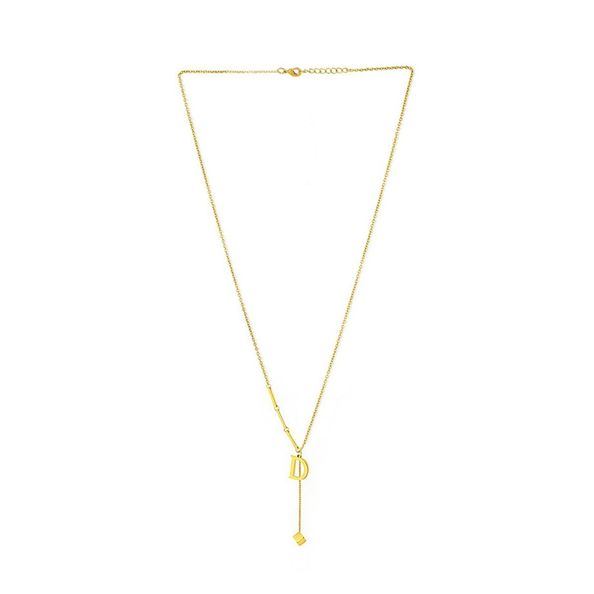 Buy Yellow Chimes Gold-Plated Letter D Pendant with Chain Online