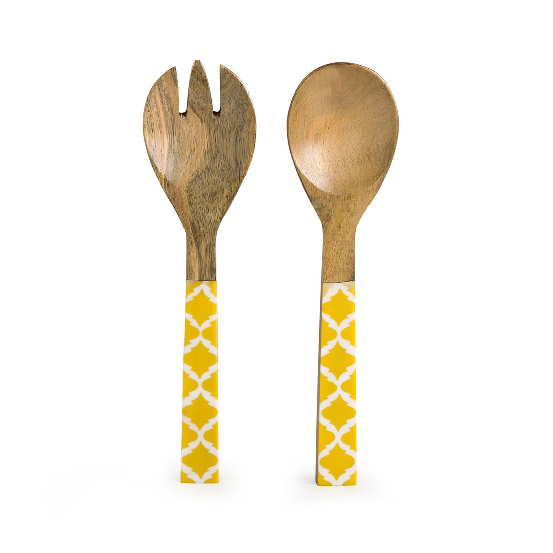 ExclusiveLane Yellow Moroccan Pack' Hand-painted Serving Spoon & Fork ...