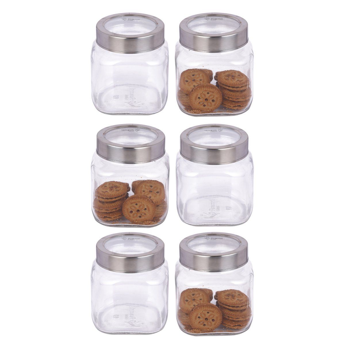 Buy Storehaus Square Glass Jar-500 ml - Kitchen Storage Set of 6 Online
