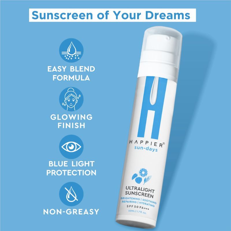Happier Ultralight Sunscreen Gel SPF 50 PA+++: Buy Happier Ultralight ...