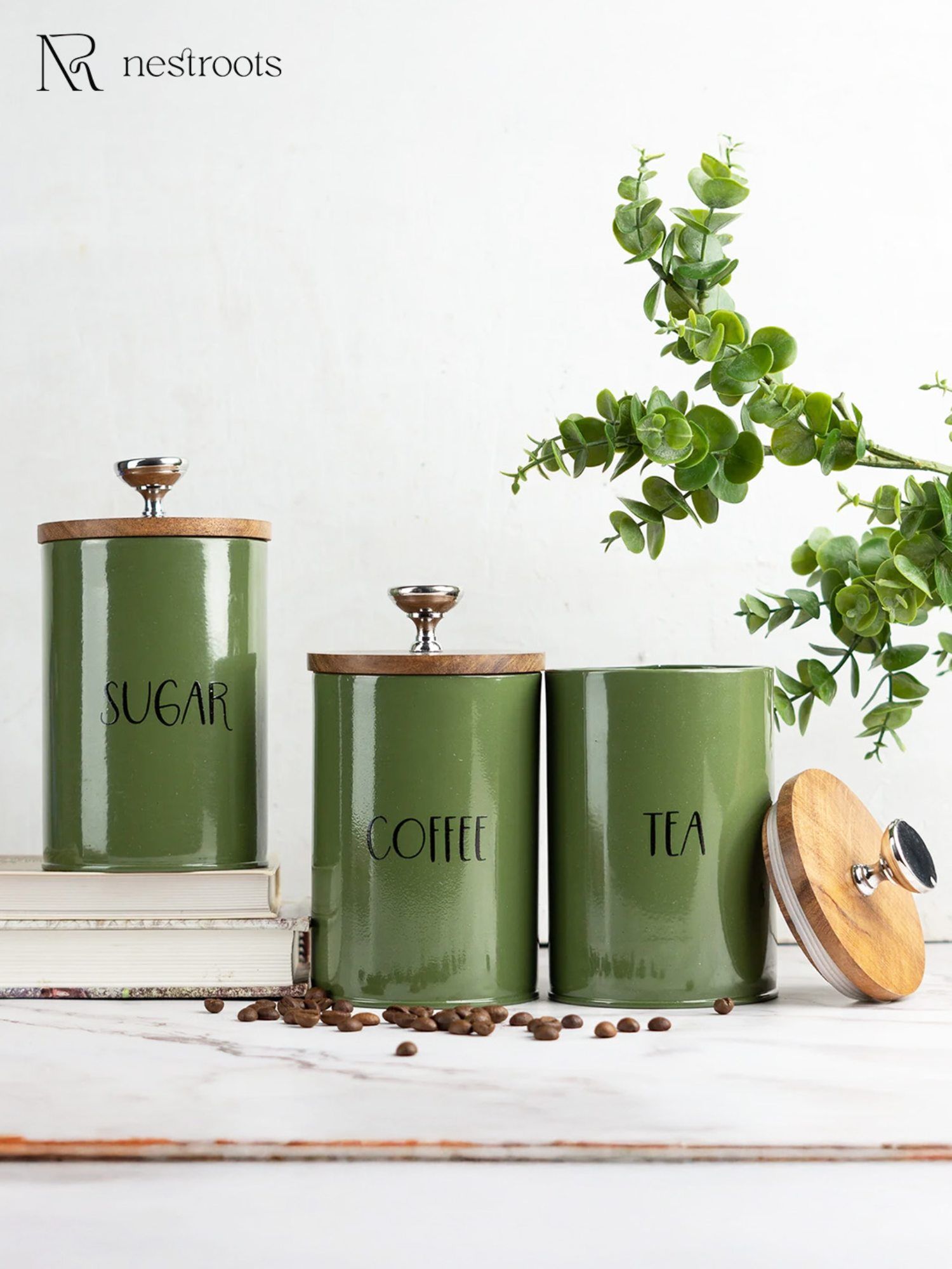 Buy Nestroots Cache Kitchen Canister Jars Olive Online