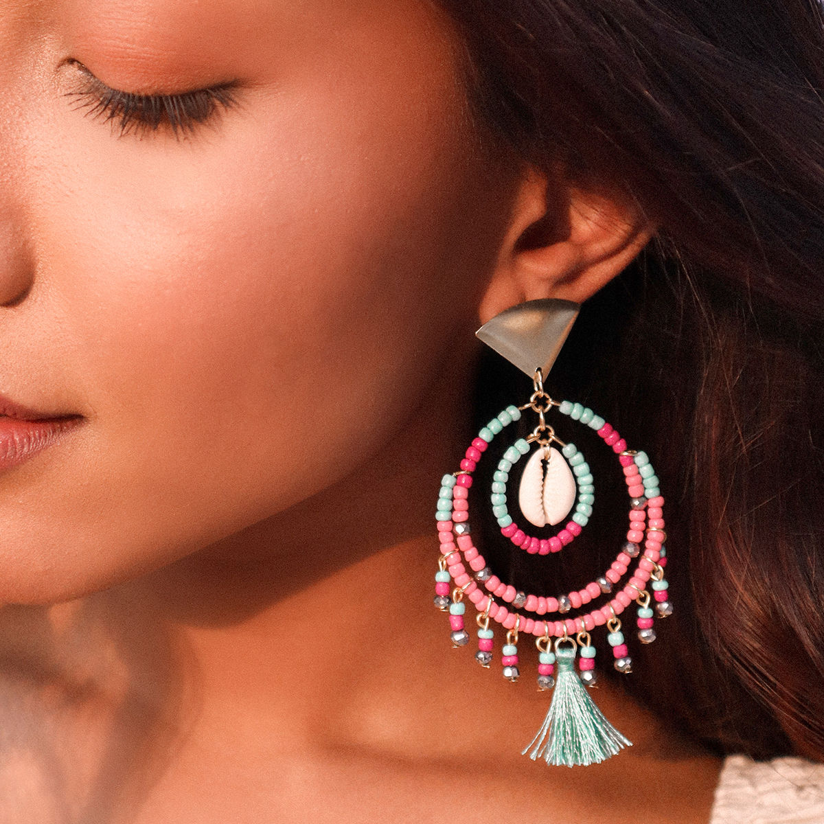 Pipa Bella by Nykaa Fashion Peach and Turquoise Tassle and Shell ...