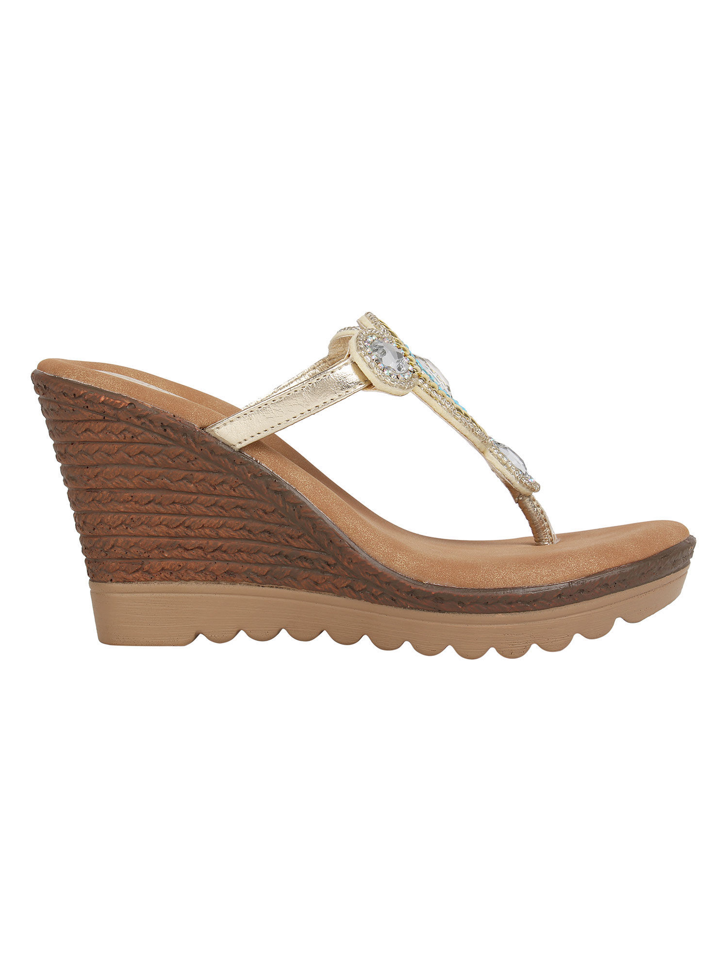 CATWALK Gold Embellished Wedges: Buy CATWALK Gold Embellished Wedges ...