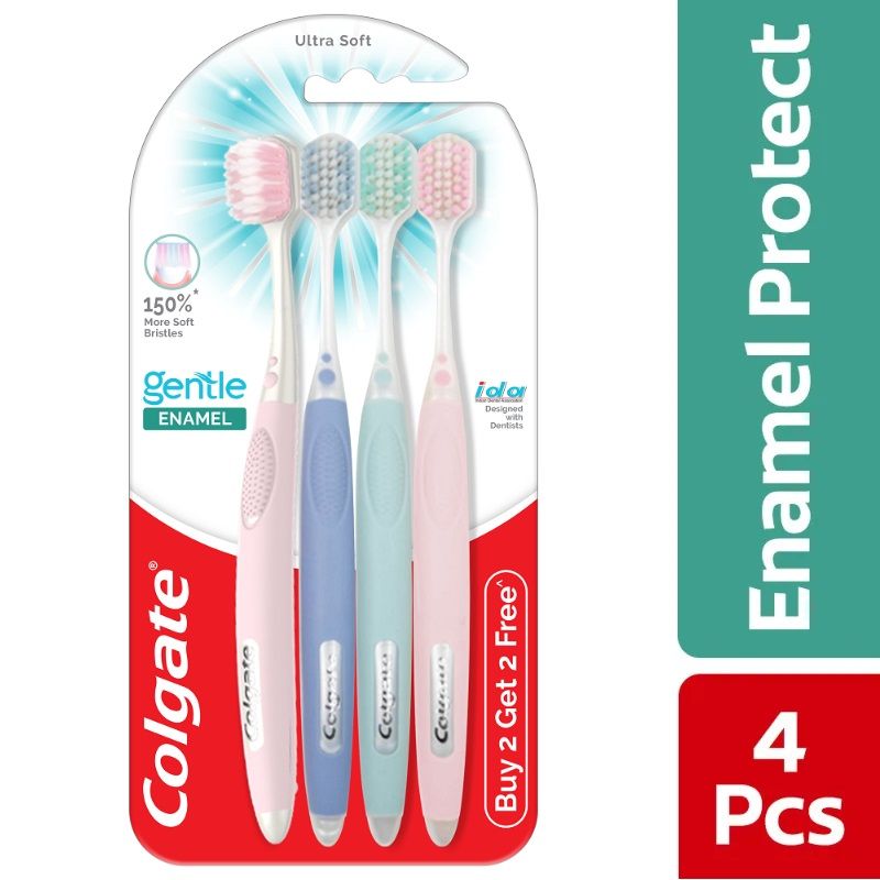 Colgate Gentle Enamel Ultra Soft Toothbrush, 4 Pcs (Buy2 Get 2), Soft ...