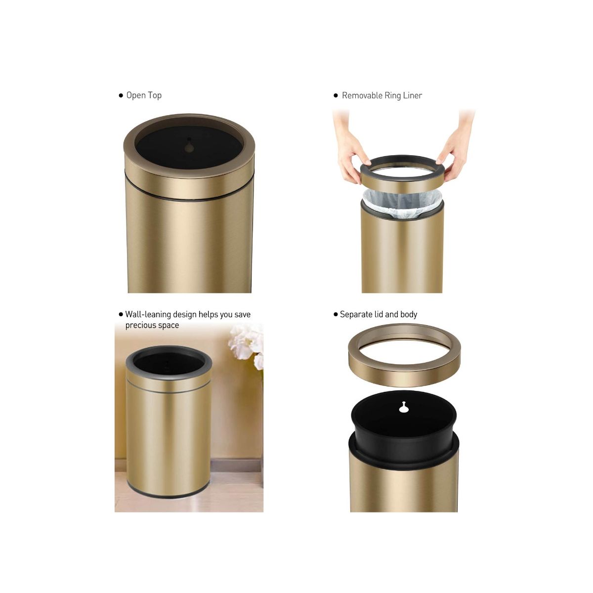 Buy OBSESSIONS Round Open Top Dustbin with Liner, 8 Liters Online