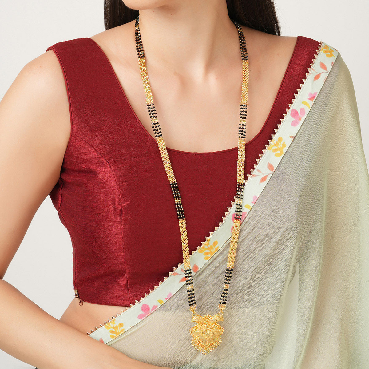 Buy Digital Dress Room Long Mangalsutra Big Gold Pendant Online