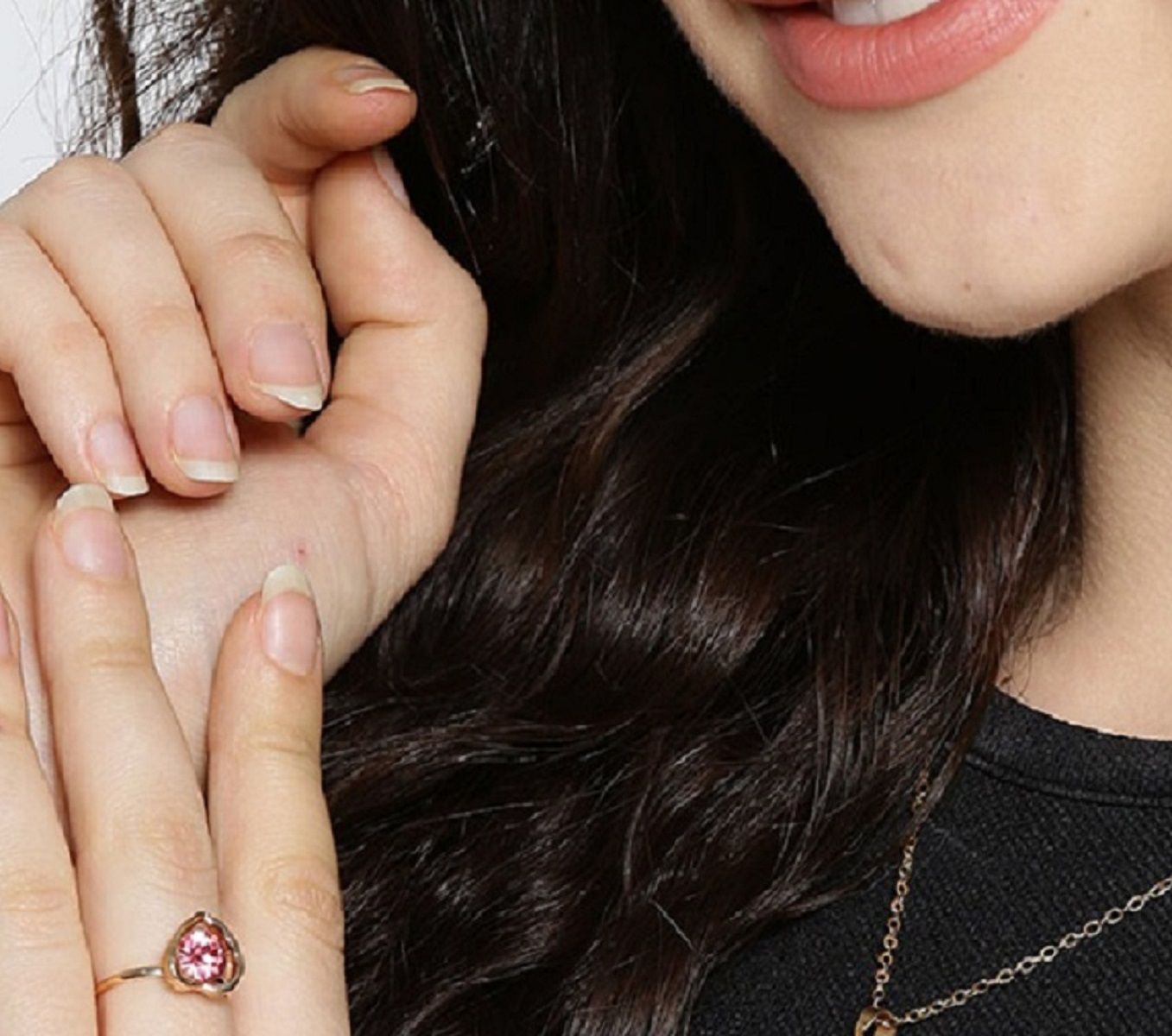 Buy Fabula Jewellery Pink Crystal Stone Studded Heart Shape Ring Online