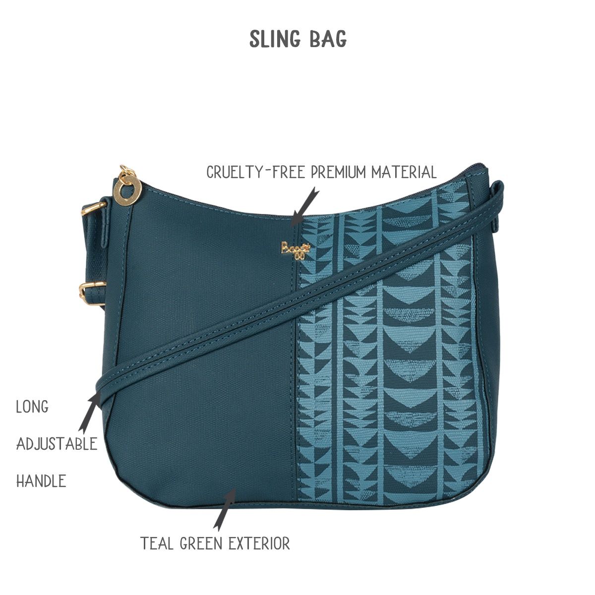 Buy Baggit History Com Teal Sling Bag Online