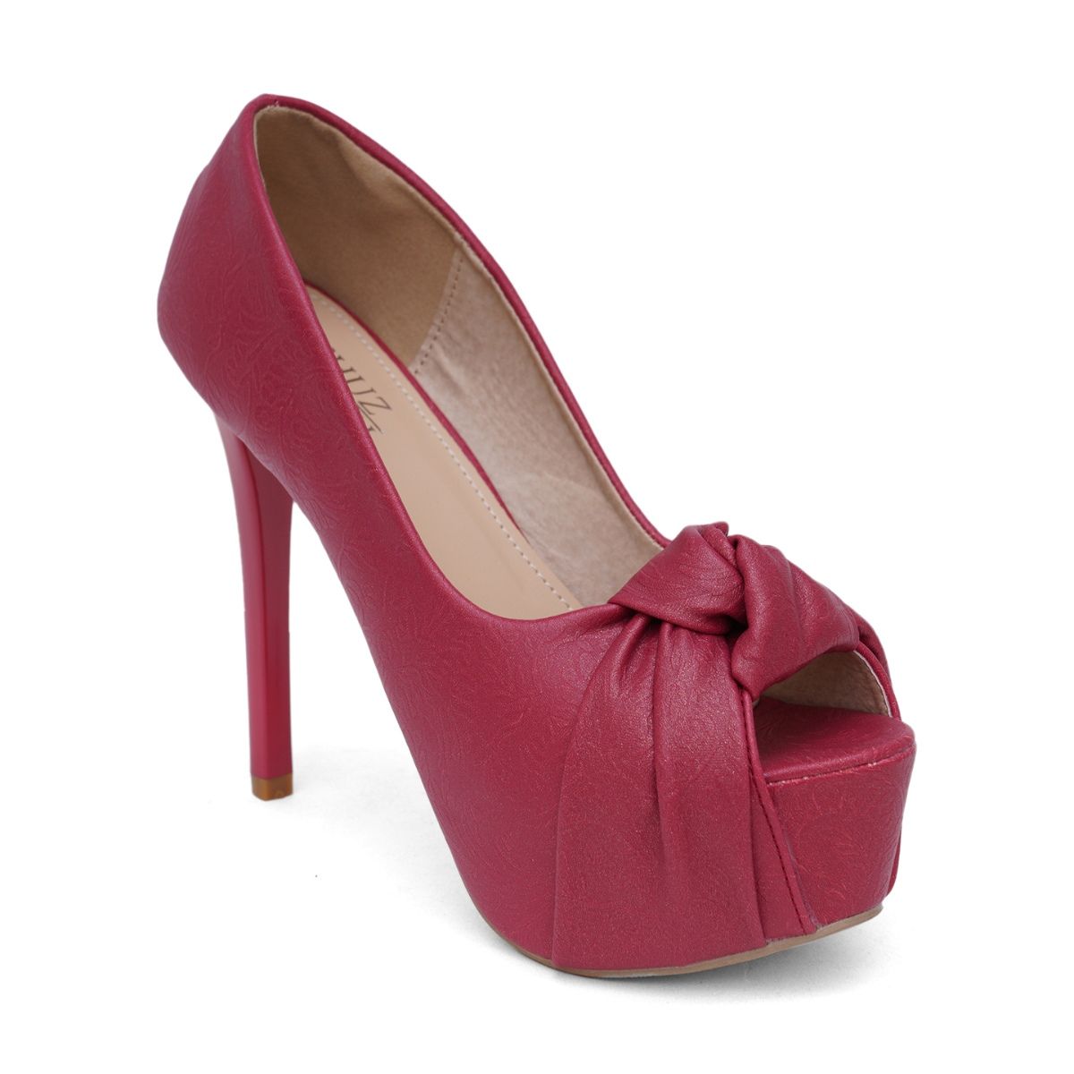 SHUZ TOUCH Textured Peep Toe High Heel Maroon Pumps: Buy SHUZ TOUCH ...