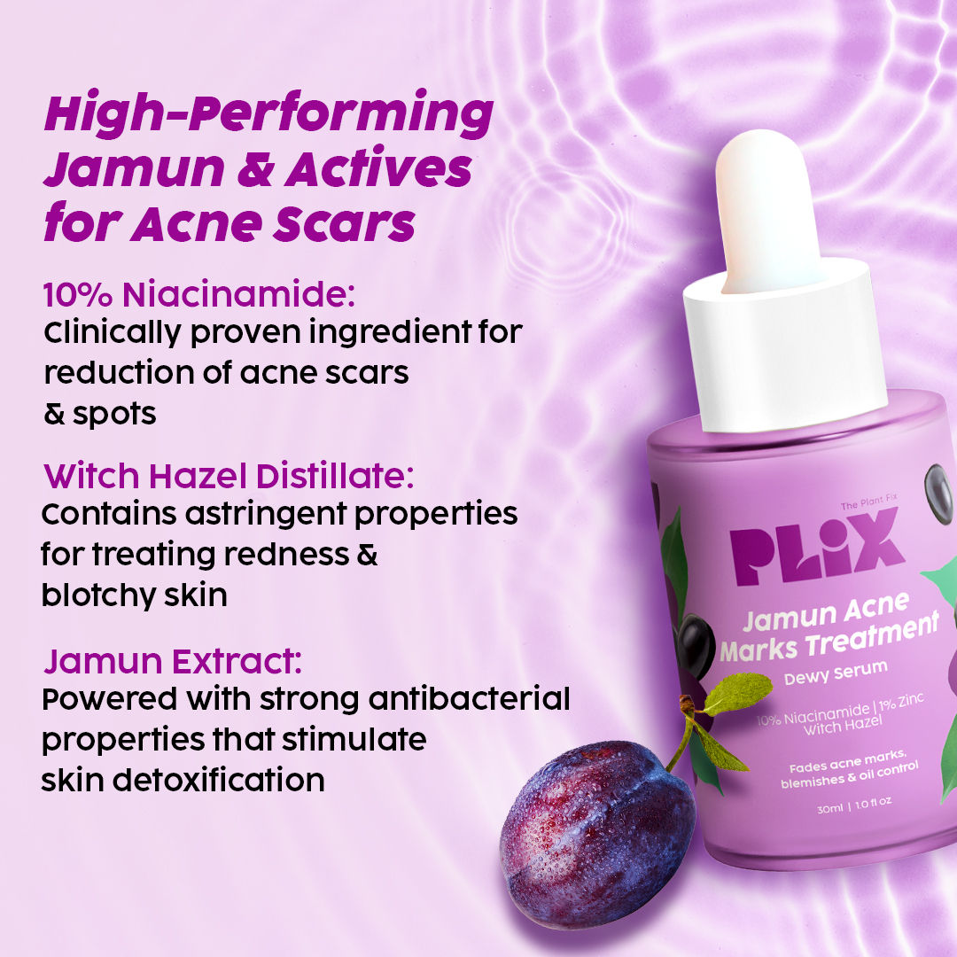 Plix 10% Niacinamide Jamun Face Serum for Acne marks, blemishes & oil ...