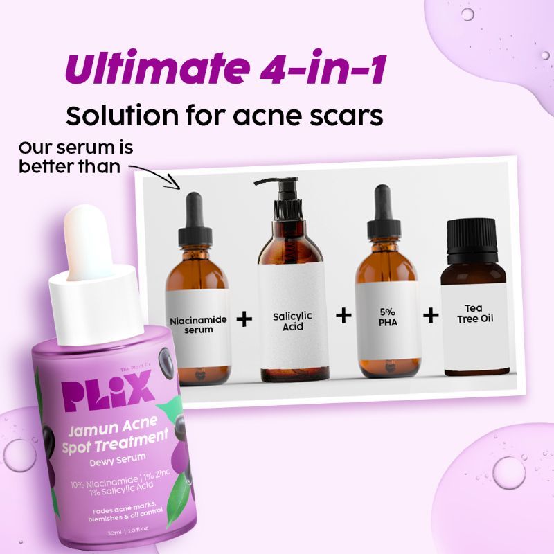 Plix 10% Niacinamide Jamun Face Serum for Acne marks, blemishes & oil ...