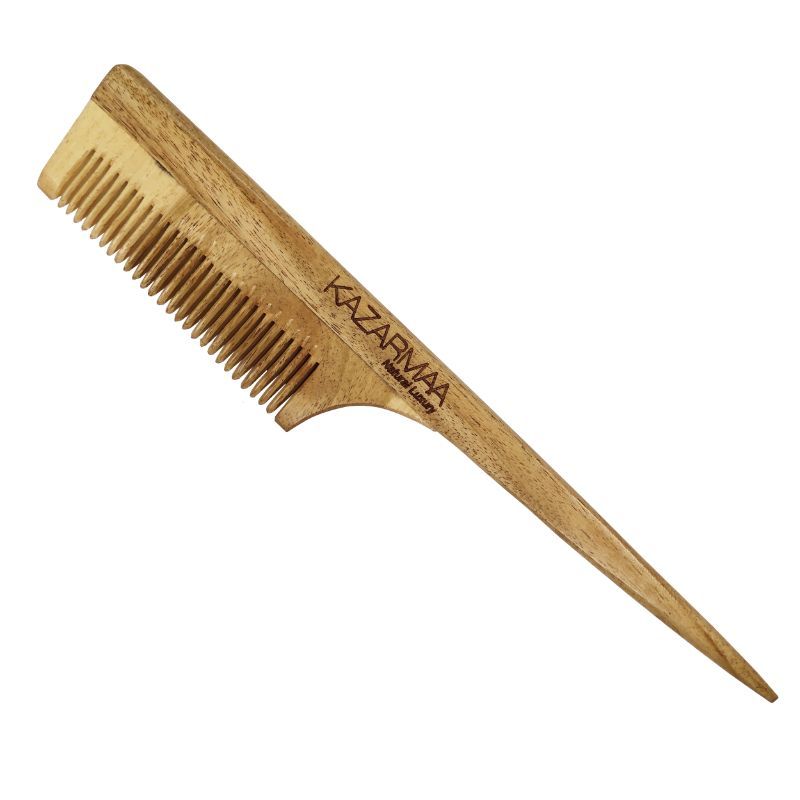 Buy Kazarmaa Natural Neem Wood Tail Handle Comb Online