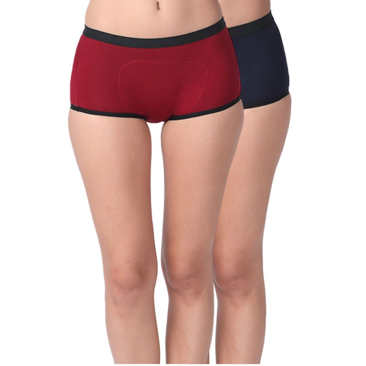 Adira Periods Panty Modal Boxer For Women Fit Pack Of 2 - Maroon & Navy Blue: Buy Adira Periods ...