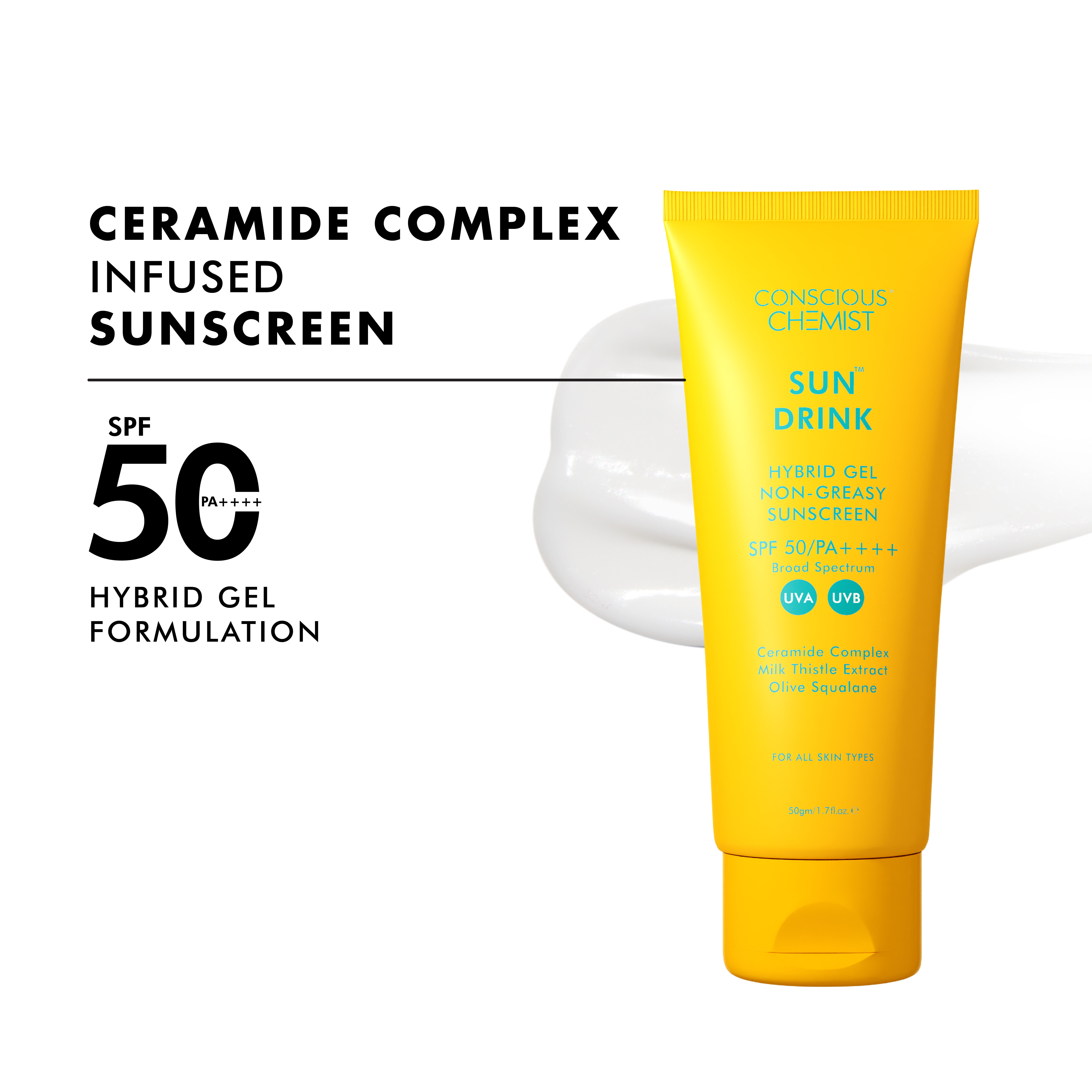 Buy Conscious Chemist Sun Drink Hybrid Lightweight Gel Sunscreen SPF50 ...