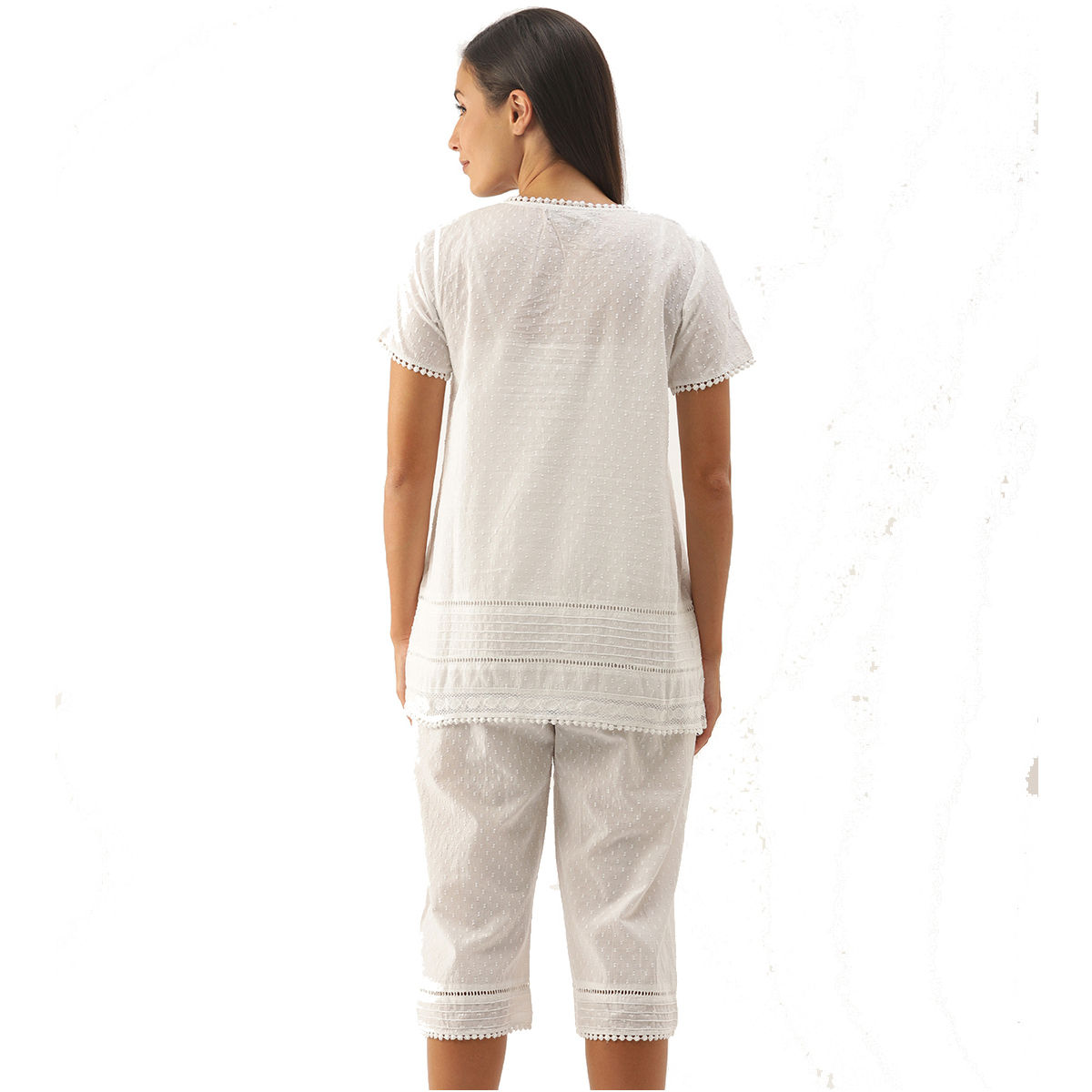 Slumber Jill Swiss Dobby Multi Lace Capri Set - White: Buy Slumber Jill ...