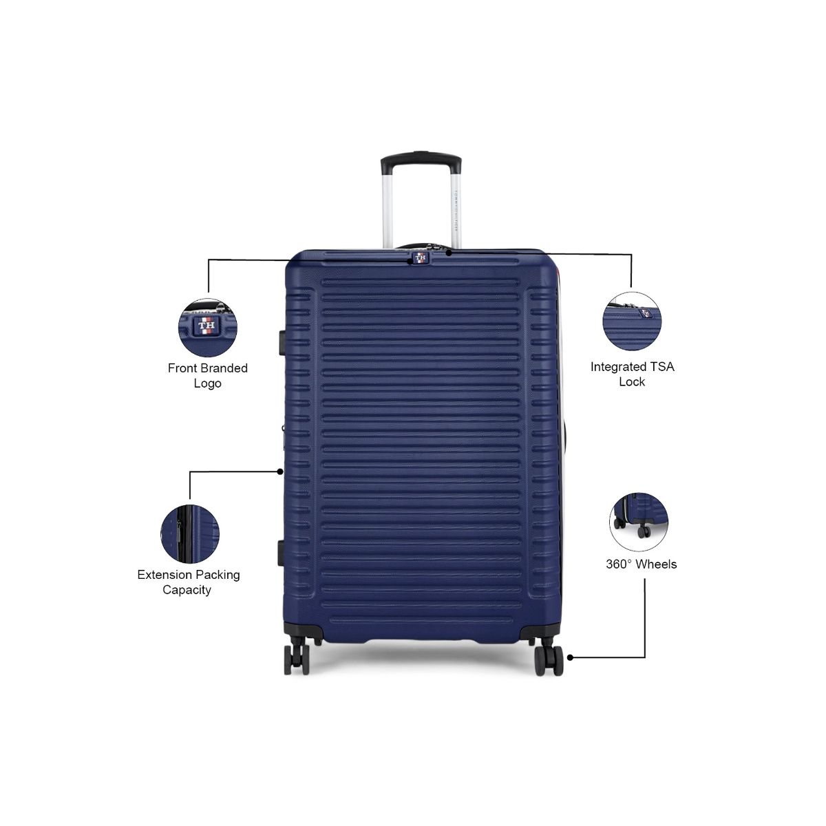 Buy Tommy Hilfiger Hummer Plus Hard Luggage Trolley Bag Textured Cargo ...