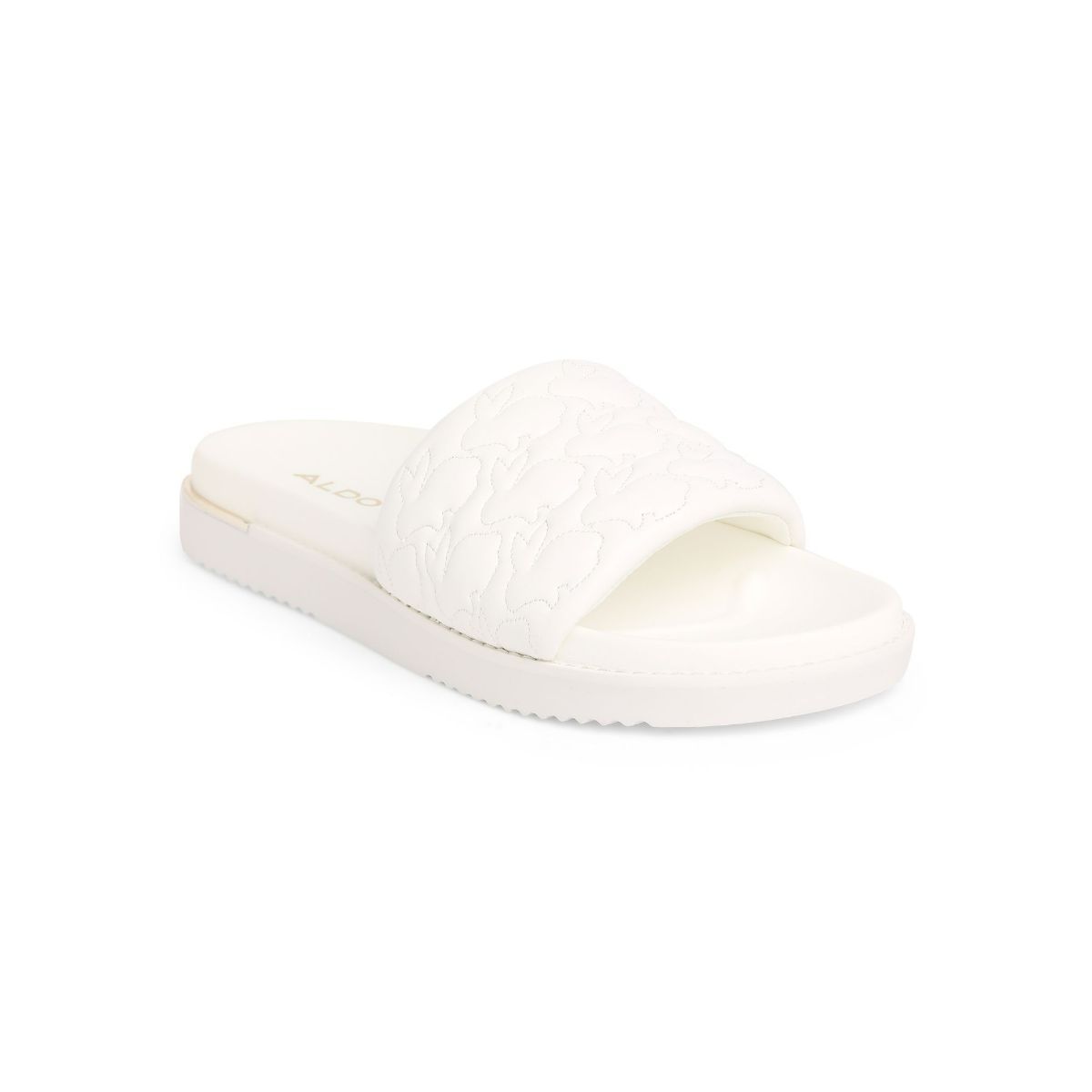 Buy Aldo Hopslide Synthetic White Patterned Sliders Online