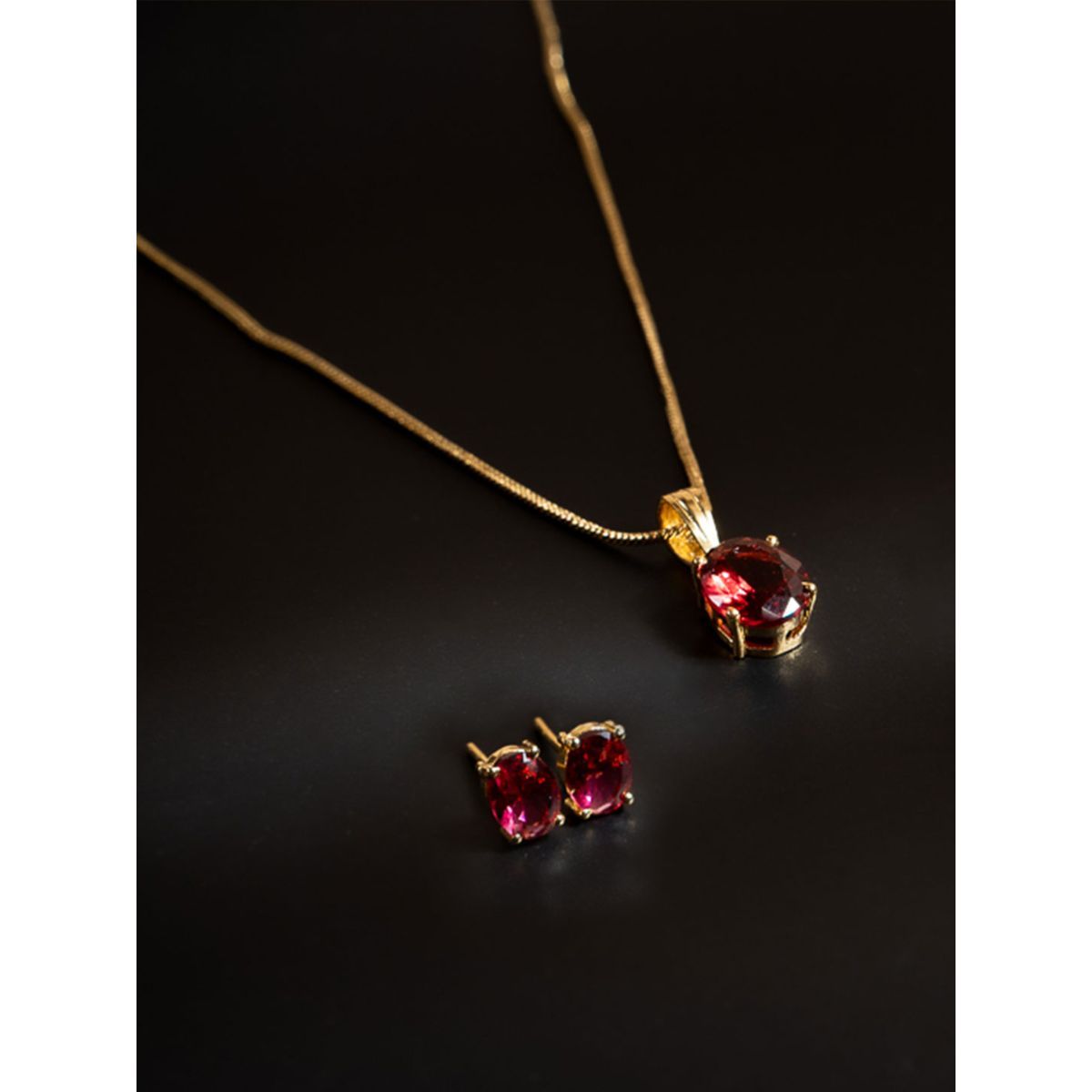Buy VIRAASI Gold-Plated Elegant Ruby Red Necklace Set Online