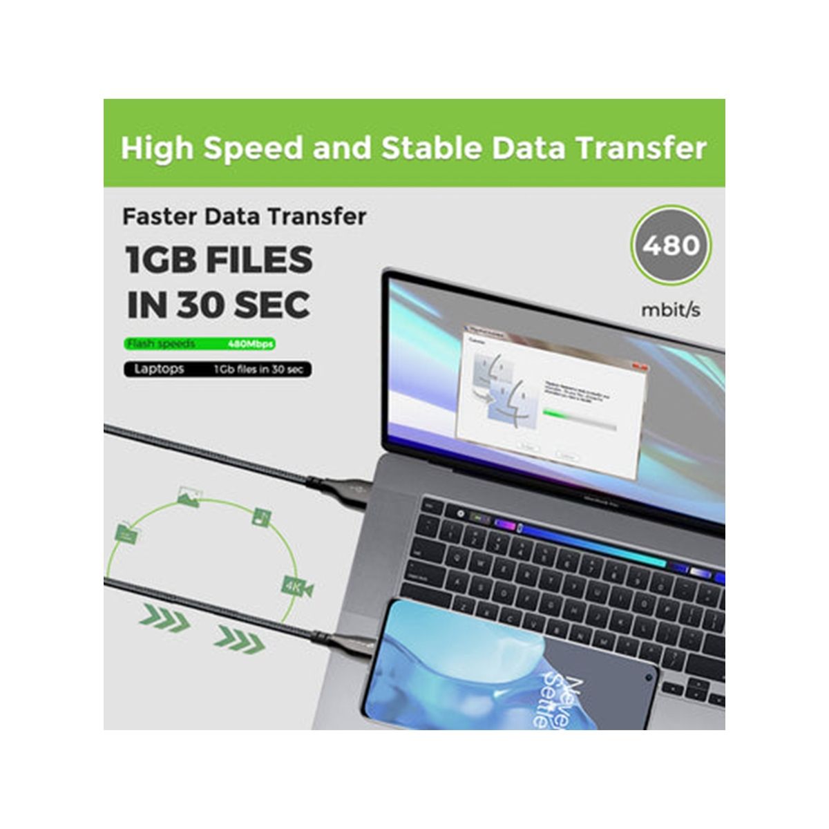 Buy UltraProLink UL1065 USB Type A to USB Type C 3A-15W Fast Charging Metal Cable with ...