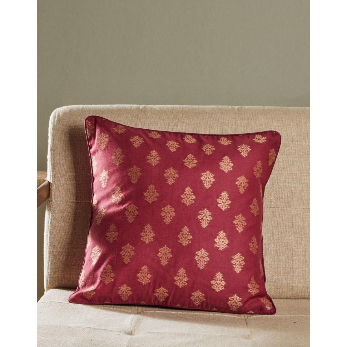 Fabindia Maroon Gulbahar Cushion Cover (16x16 inches): Buy Fabindia ...
