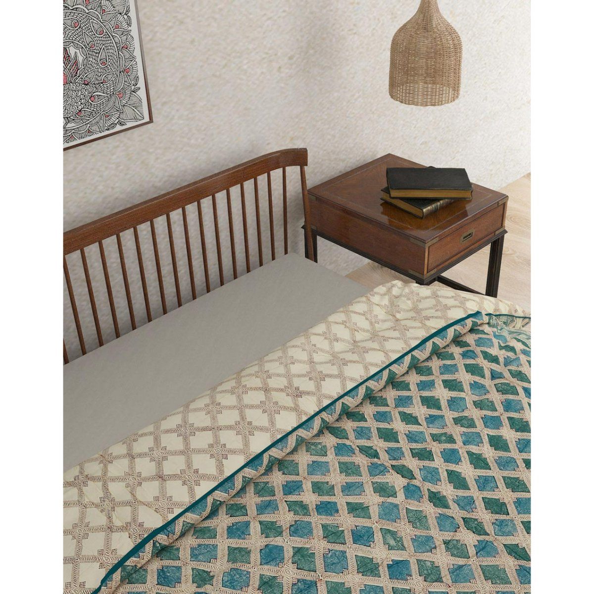 Fabindia Green Cotton Hand Block Print Ava Dmd Quilt: Buy Fabindia ... Fabindia Green Cotton Hand Block Print Ava Dmd Quilt: Buy Fabindia ...