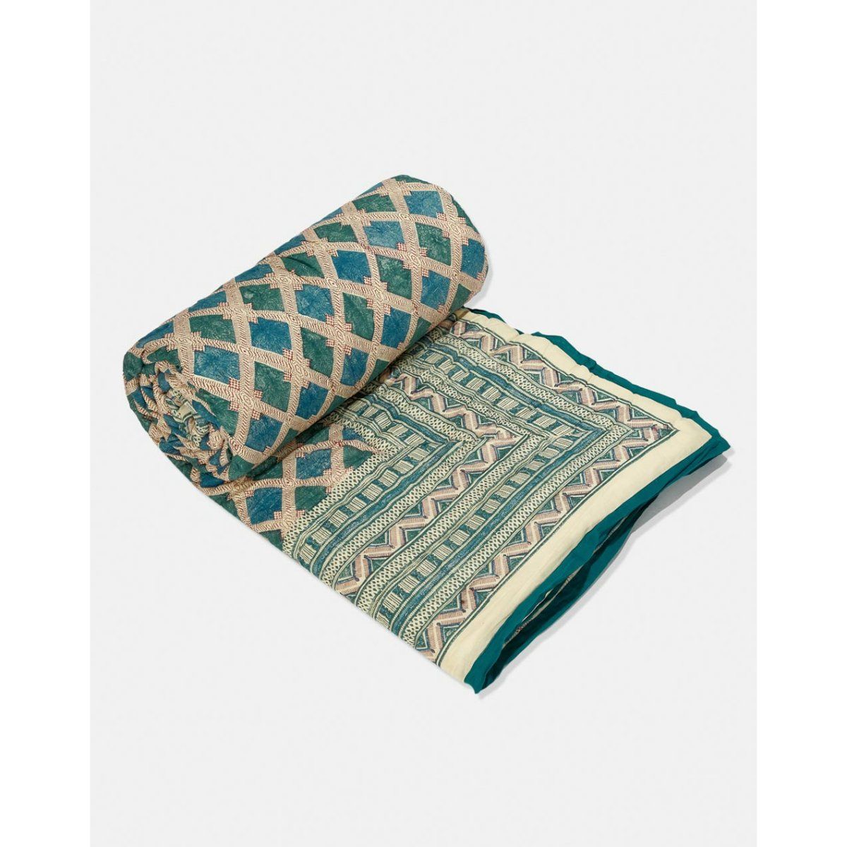Fabindia Green Cotton Hand Block Print Ava Dmd Quilt: Buy Fabindia ... Fabindia Green Cotton Hand Block Print Ava Dmd Quilt: Buy Fabindia ...