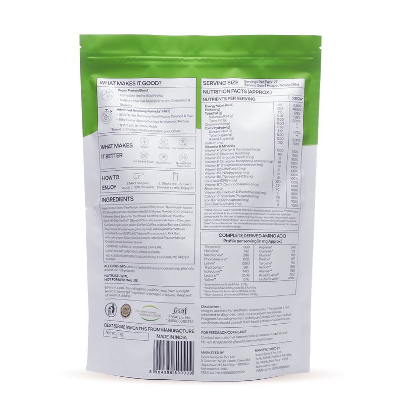 Oziva Bioactive Plant Protein (25g Vegan Protein) For Endurance ...
