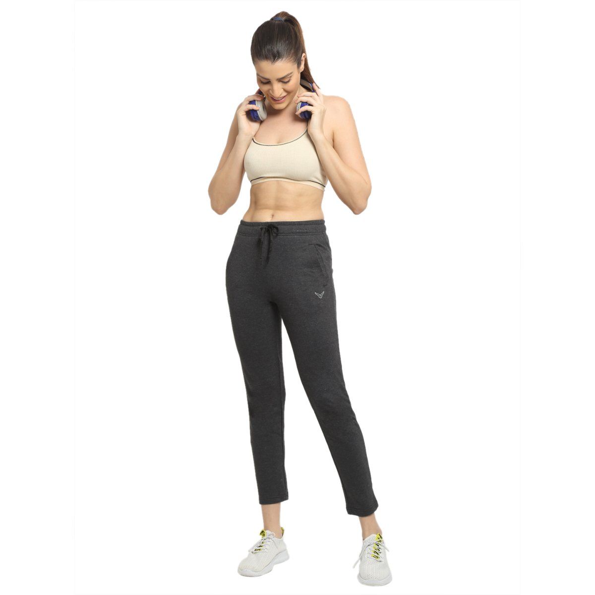 Buy INVINCIBLE Dark Grey Melange Women Training Pants Online