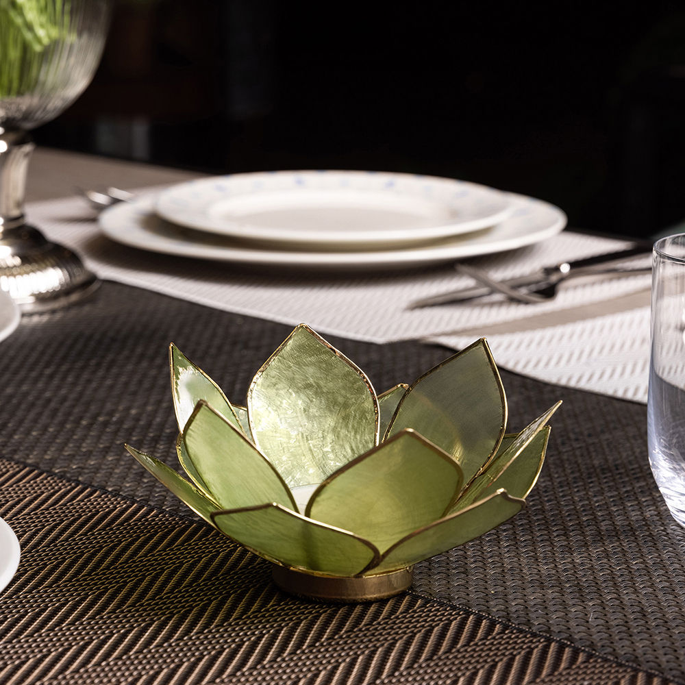 Buy Pure Home + Living Green Capiz Lotus Tea Light Holder - 12 Shells ...