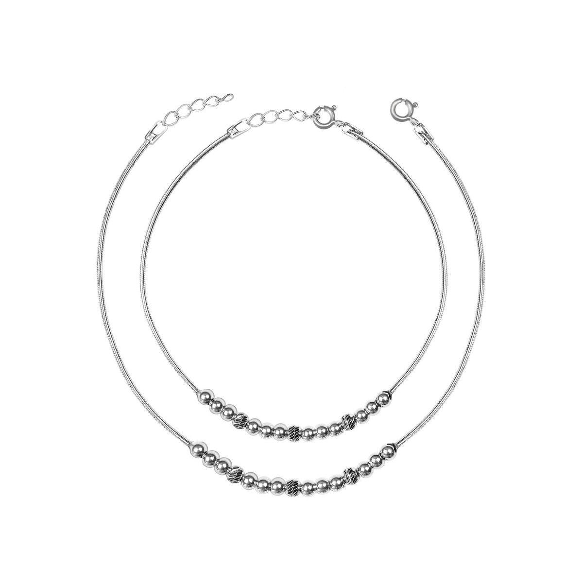 Giva Avni By Oxidized Silver Smooth Bead Anklet For Women (Single ...