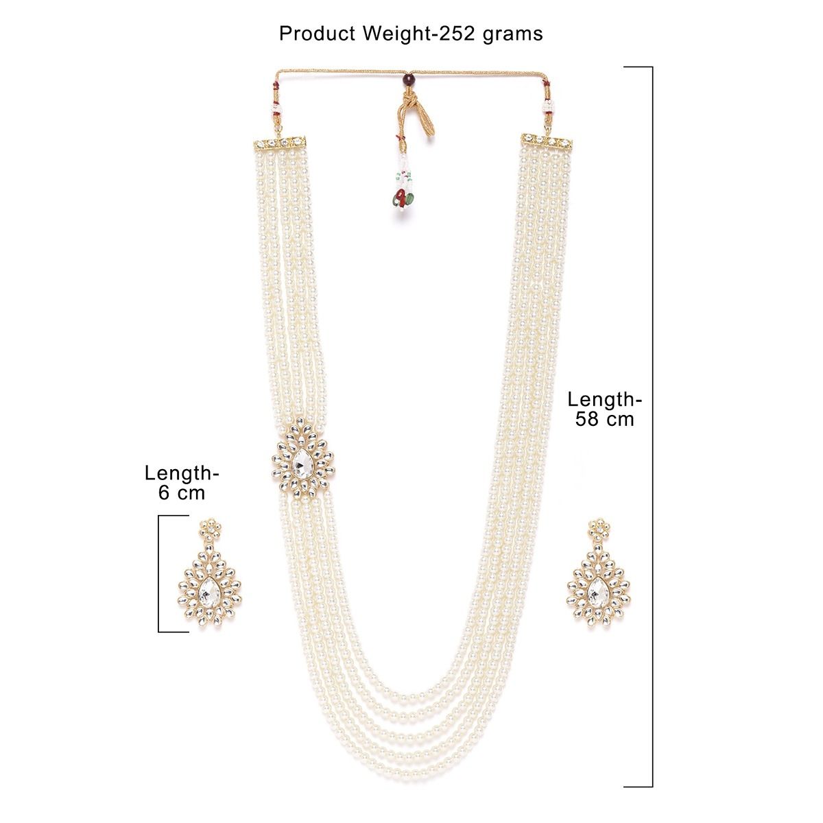 Buy Zaveri Pearls Gold Tone Side Brooch Kundan And Layered Pearls Long