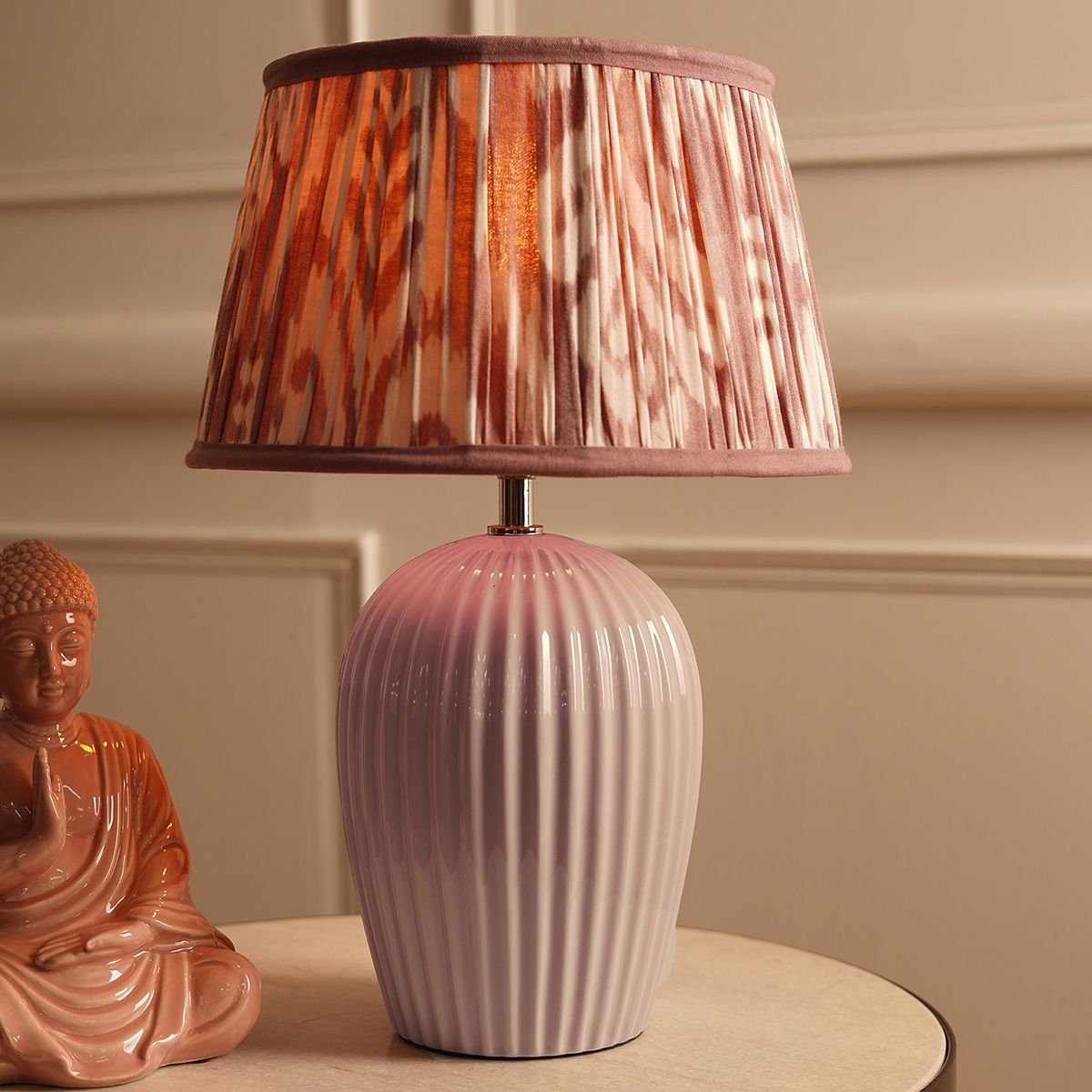 Buy Pure Home + Living Purple Ribbed Ceramic Table Lamp Stand Online