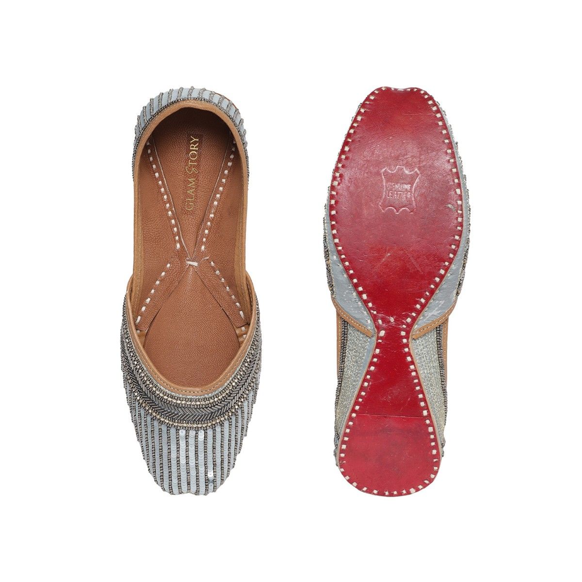 GLAM STORY Handcrafted Silver Beaded Punjabi Punjabi Jutti: Buy GLAM ...