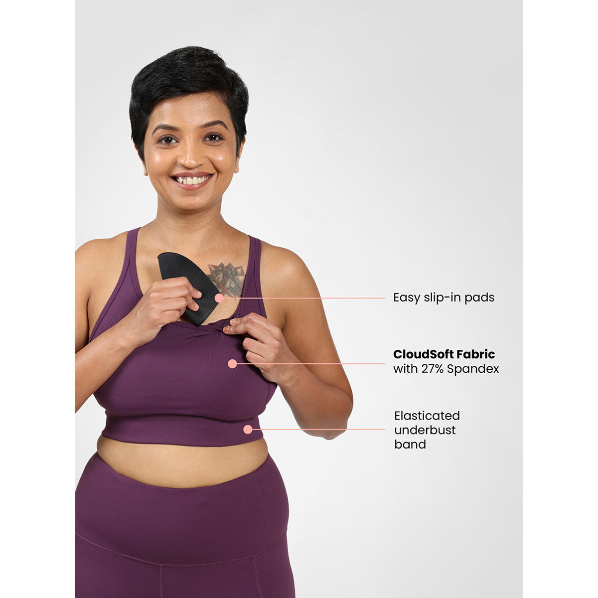 Buy BlissClub Women Grape The Ultimate Criss Cross Sports Bra Online