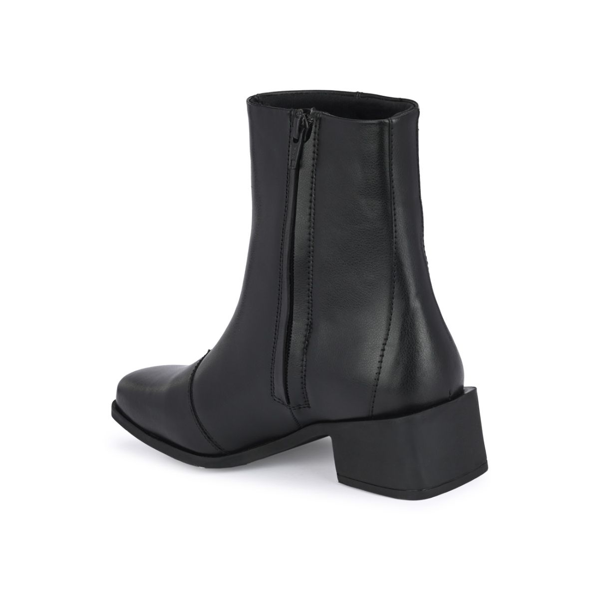 Buy Delize Women Black Solid Mid Heel Ankle Chelsea Boots Online