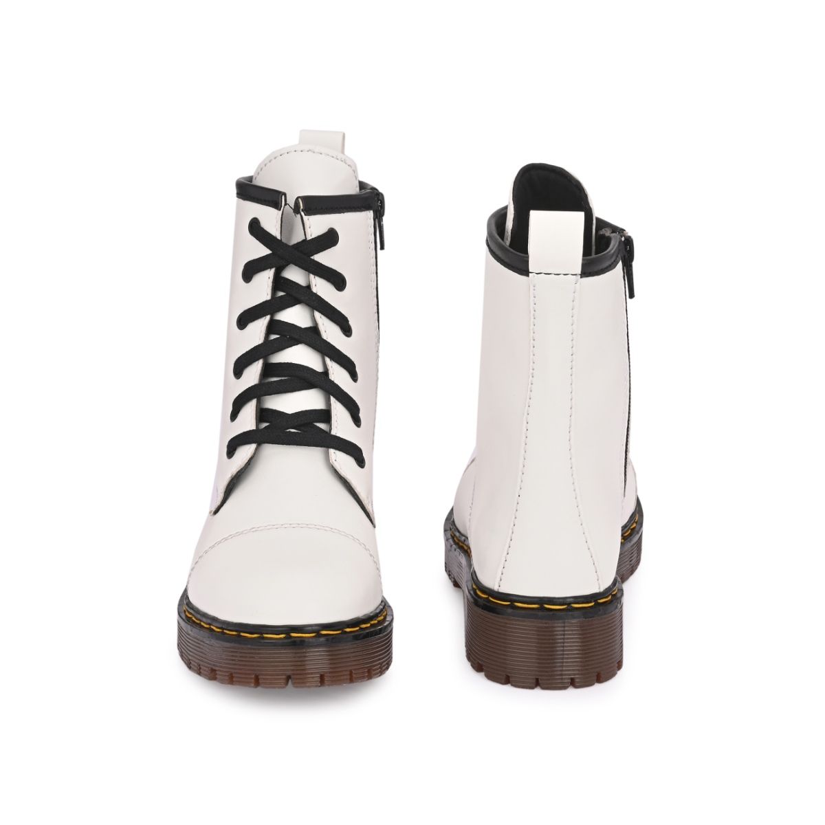 Buy Delize Women Off White Solid Derby Boots Online