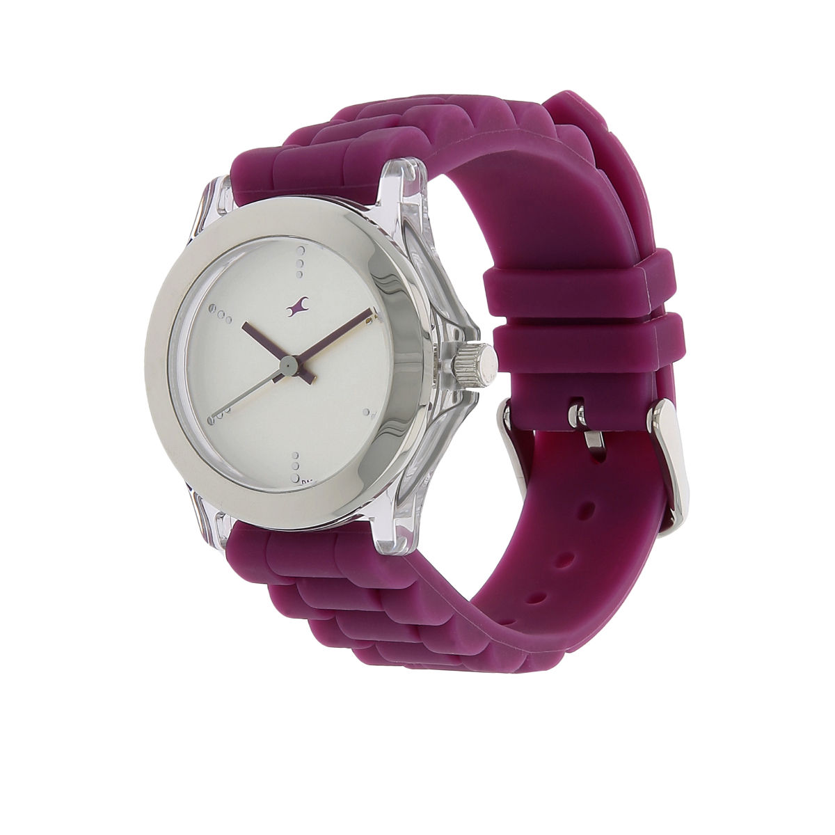 Buy Fastrack Silver Dial Purple Plastic Strap Watch Online