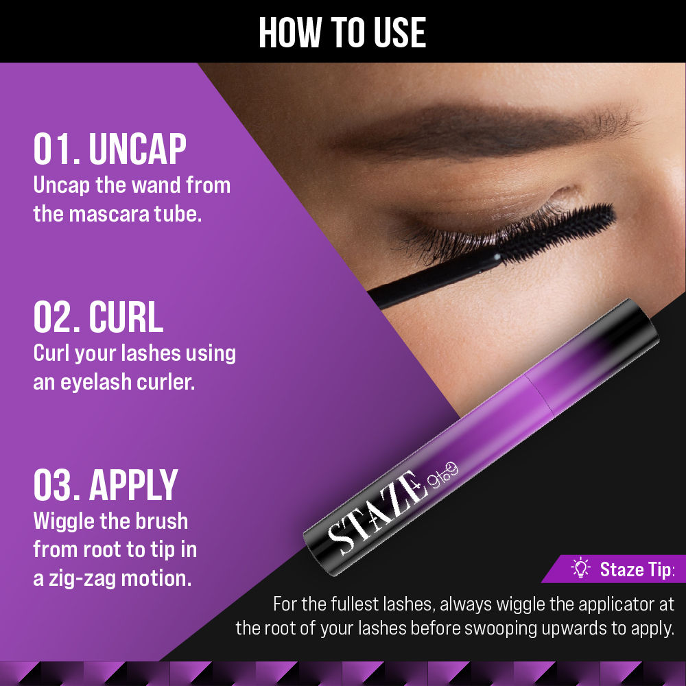 Buy Staze 9to9 All Eyes On You Volumizing + Waterproof Mascara - 01 ...