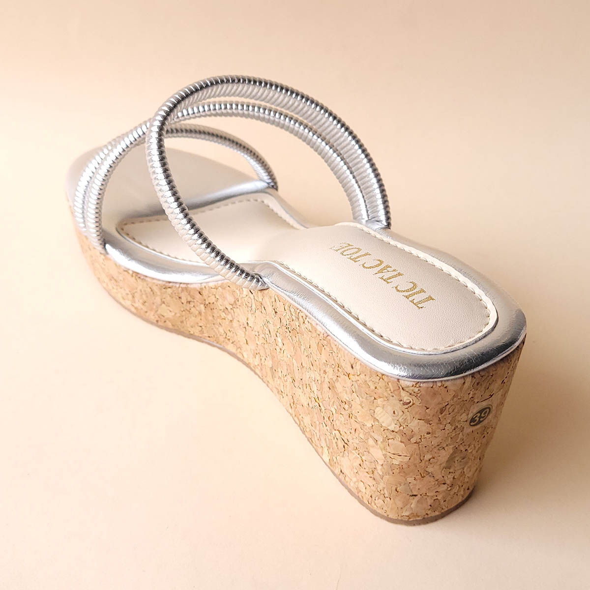 Tic Tac Toe Silver Cross Strap Wedge: Buy Tic Tac Toe Silver Cross ...