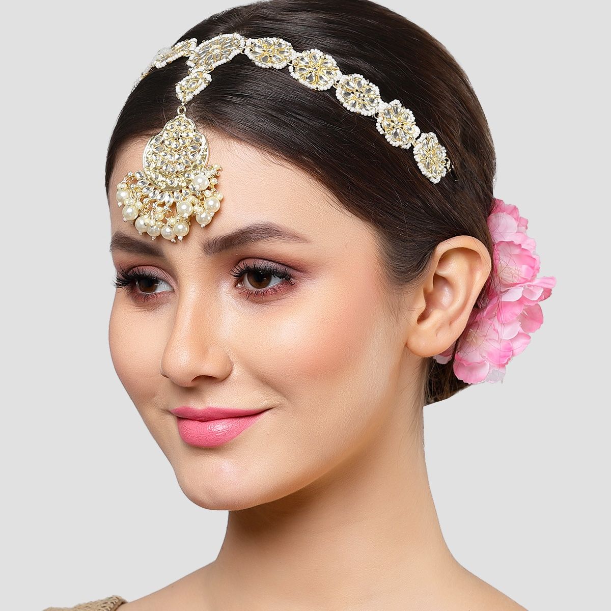 Karatcart Gold Plated Pearl Studded Kundan Sheesh Phool for Women: Buy ...