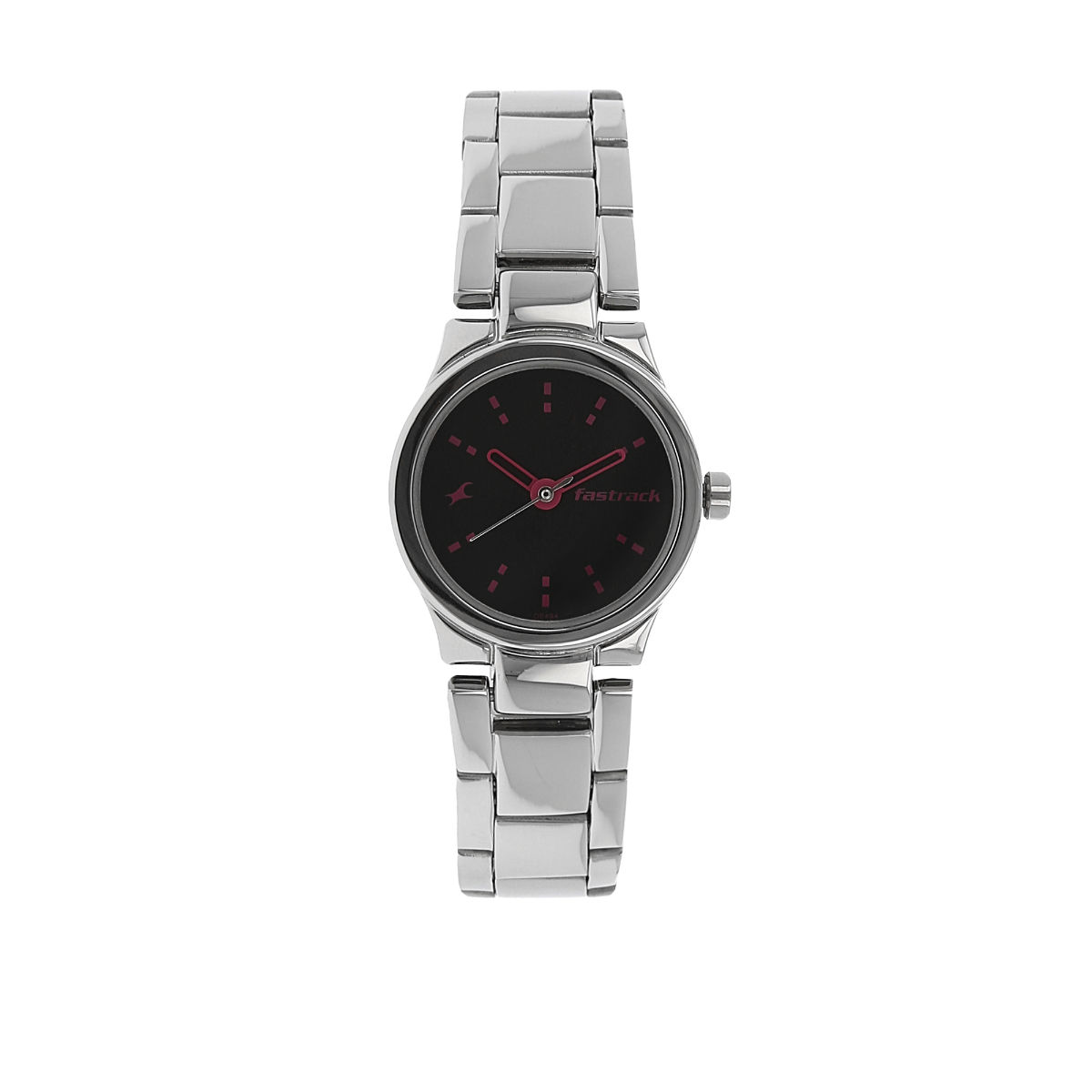 Buy Fastrack Black Dial Silver Metal Strap Watch Online